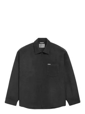 Balenciaga Zip-up Brushed Overshirt - Light Gray
