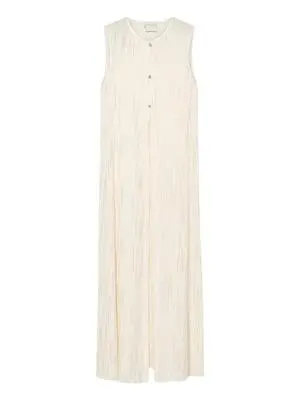 FORTE_FORTE Sleeveless Long Jacket With Hand-knotted Buttons - White