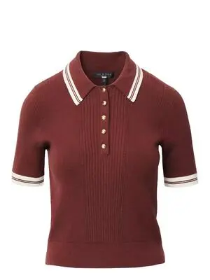 RAG  BONE Rag & Bone Collared Short Sleeve Knit Polo - Mahogany