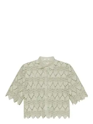 FRAME Scalloped Hem Lace Shirt - Soft Mint