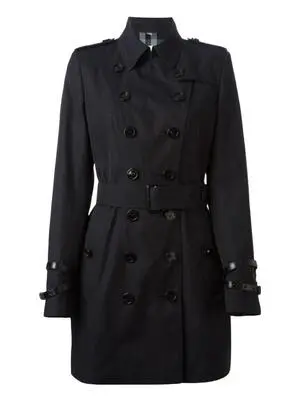 Burberry Double Breasted Trench Coat - Blue
