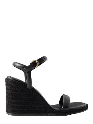 GIANVITO ROSSI Gianvito Rossi Leather Espadrille Wedge Sandals