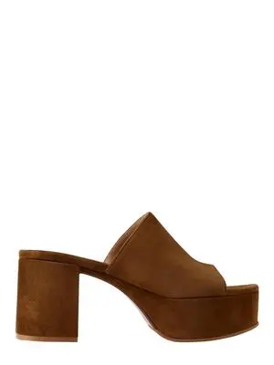 GIANVITO ROSSI Suede Platform Mules - Brown