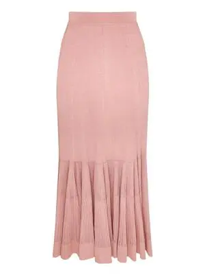 Zimmermann Metallic Pleated Knitted Midi Skirt - Gray Pink