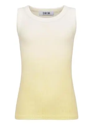 Dior Sleeveless Crewneck Ribbed Top - Gradient Yellow/ivory