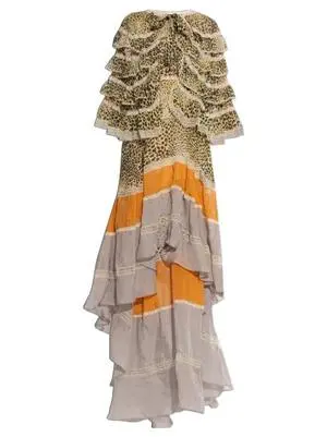 Etro Ruffled Asymmetrical Printed Dress - Nude
