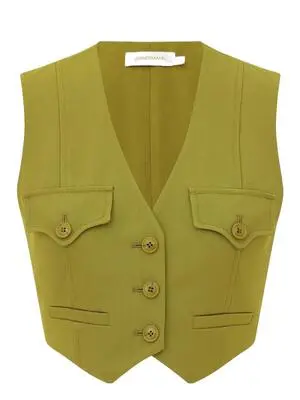 Zimmermann Luna Tailored Cropped Waistcoat - Pistachio
