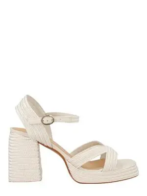 CastaÑer Woven Platform Block Heel Sandals - White