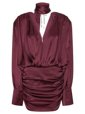 ROTATE BY BIRGER CHRISTENSEN Long-sleeved V-neck Dress - Red