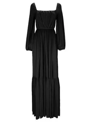 Dior Square Neck Long Sleeve Maxi Dress - Black