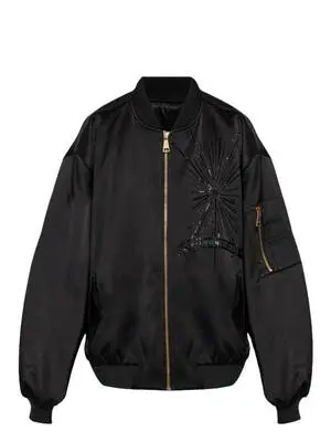Balmain Shimmering Appliques Zip-up Bomber Jacket - Black