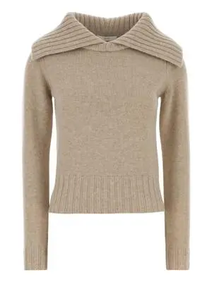 Co Ribbed Collar Knitted Sweater - Beige