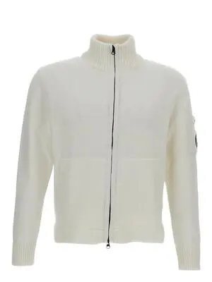 C.P. COMPANY Zip-up Knit Cardigan - White