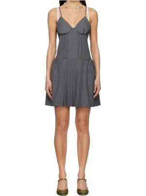 SHUSHU/TONG Pleated Wool Blend Mini Dress - Grey