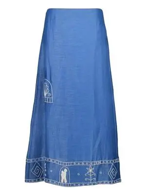 ALEMAIS Straight Midi Skirt - Blue
