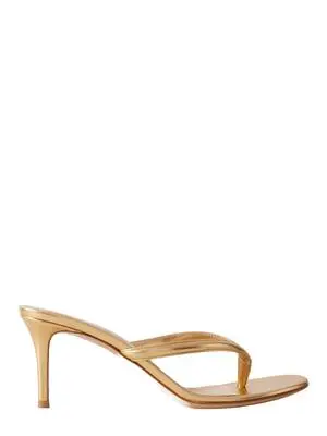 GIANVITO ROSSI Metallic Leather Stiletto Sandals - Nude