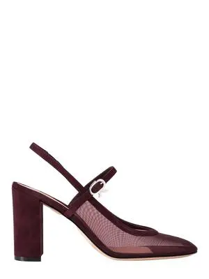 GIANVITO ROSSI Gianvito Rossi 85 Suede-Trimmed Mesh Pumps