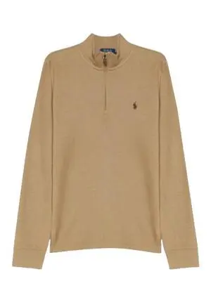Polo Ralph Lauren Ribbed-knit Half-zip Sweatshirt - Camel