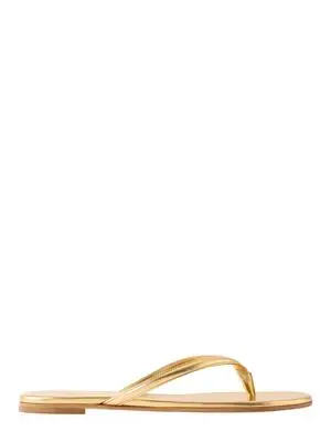 GIANVITO ROSSI Metallic Leather Sandals - Nude