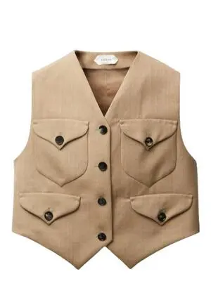 Versace Buttoned Utility Vest Top - Nude