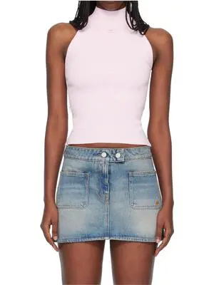 COURREGES Ribbed Knit Vest With Embroidered Logo - Light Pink