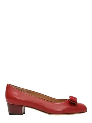 FERRAGAMO Salvatore Ferragamo Red Bow Detail High Heel Pumps Brown