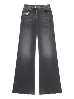Givenchy Logo Plaque Wide Leg Jeans - Black