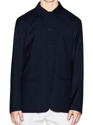 Armani Exchange Long-sleeved Casual Jacket With Classic Collar - Black