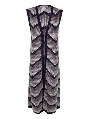 D.exterior Long Knit Cardigan - Black