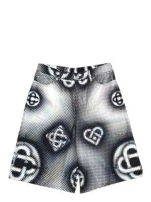 Casablanca Pearlescent Monogram Denim Shorts - Black