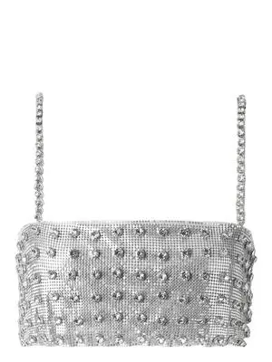 Retrofete Kauren Crystal-embellished Strappy Crop Top - Silver