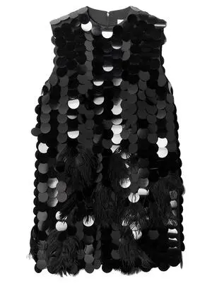 16Arlington Feather And Sequin Embellished Dress - Black