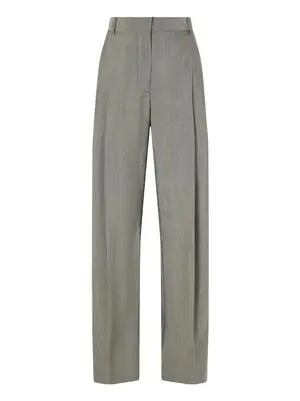 Stella McCartney Pleated Wool-blend Straight-leg Pants - Gray