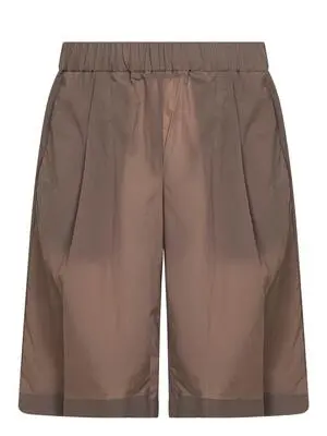 Herno Pleated Elastic-waist Shorts - Brown