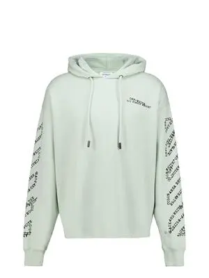 Off-White Long-sleeved Hooded Sweatshirt - Mint Green