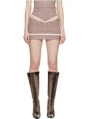 KNWLS Neo Mini Skirt With Check Pattern And Grosgrain Trim - Nude