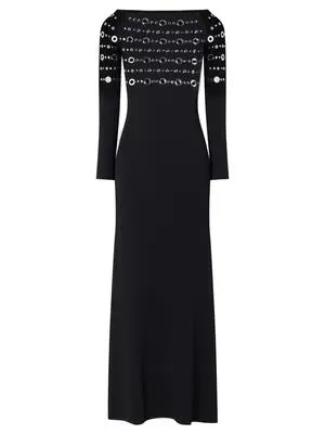 Rabanne Eyelet-embellished Jersey Midi Dress - Black