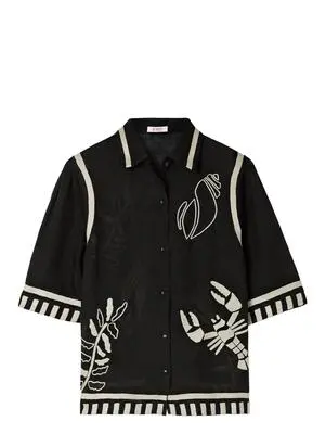 ERES Embroidered Short-sleeve Shirt - Black