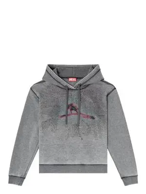 DIESEL® Graphic Hooded Sweater With Rhinestone Embellishments - Grey