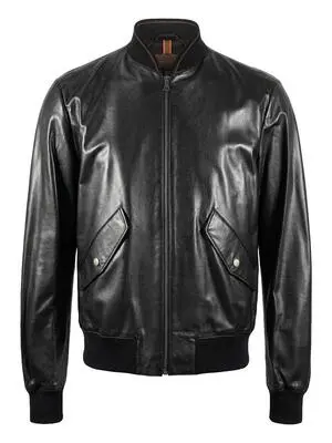 Gucci Leather Bomber Jacket - Black