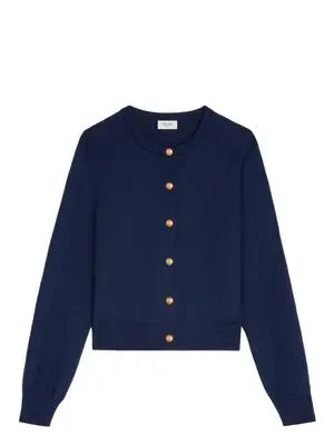 Celine Fine Wool Cardigan - Dark Blue
