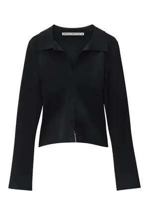 Alexander Wang Long-sleeve Polo Collar Blouse - Black