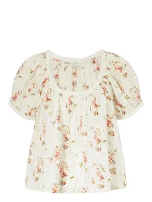 DÔEN DOEN Frederica Floral Print Shirt With Lace Trim