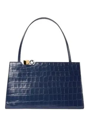 Jacquemus Crocodile-embossed Shoulder Bag - Deep Navy Blue