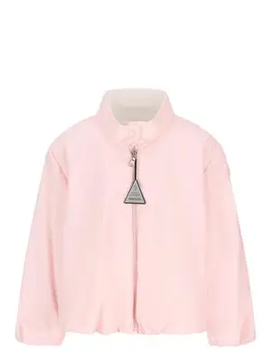 Moncler Long Sleeve Zip Up Jacket With Pleated Back - Soft Pink