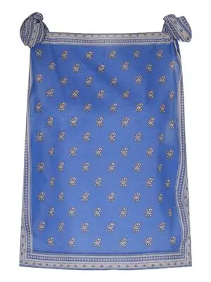 DÔEN Amalia Printed Cotton Tulle Top - Blue