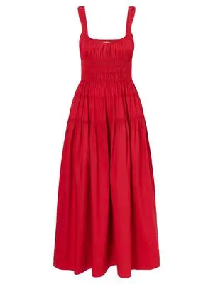 DÔEN Clover Dress In Organic Cotton Poplin - Red