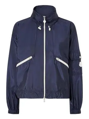 Moncler Long-sleeved Zip-up Jacket With Foldable Hood - Navy