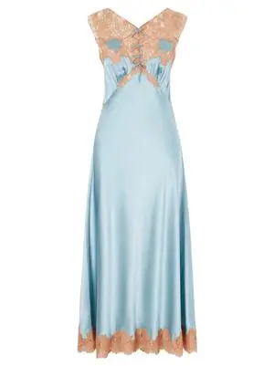 DEn Tahlia Silk Maxi Dress In Green - 15% Off | Editorialist