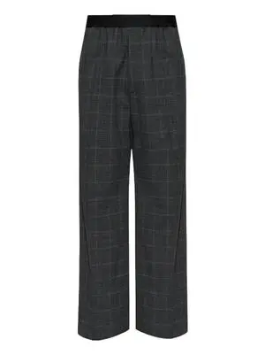 Balenciaga Checkered Wide-leg Pants - Black